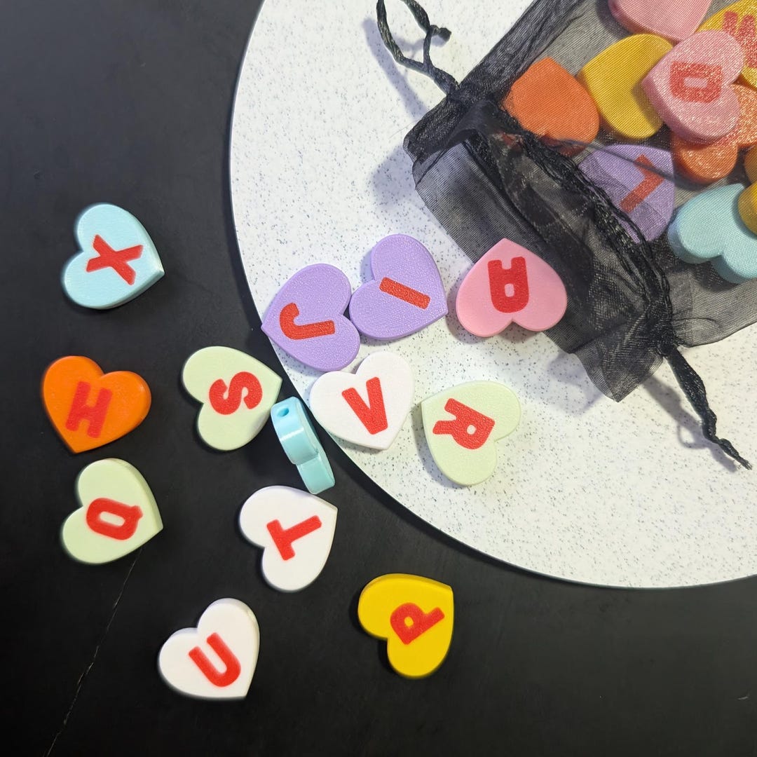 Giant Candy Heart ABC Letter Beads | Horizontal Hole - Etsy