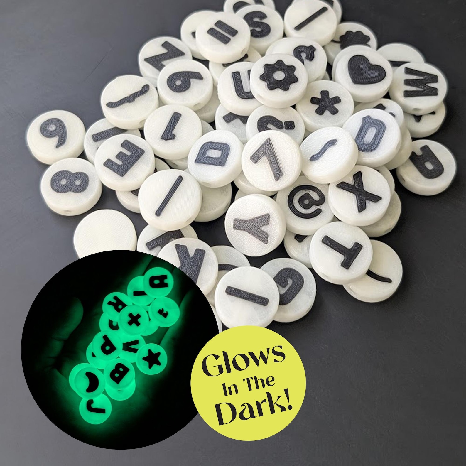 Jumbo 20mm Glow in the Dark ABC Beads - Etsy