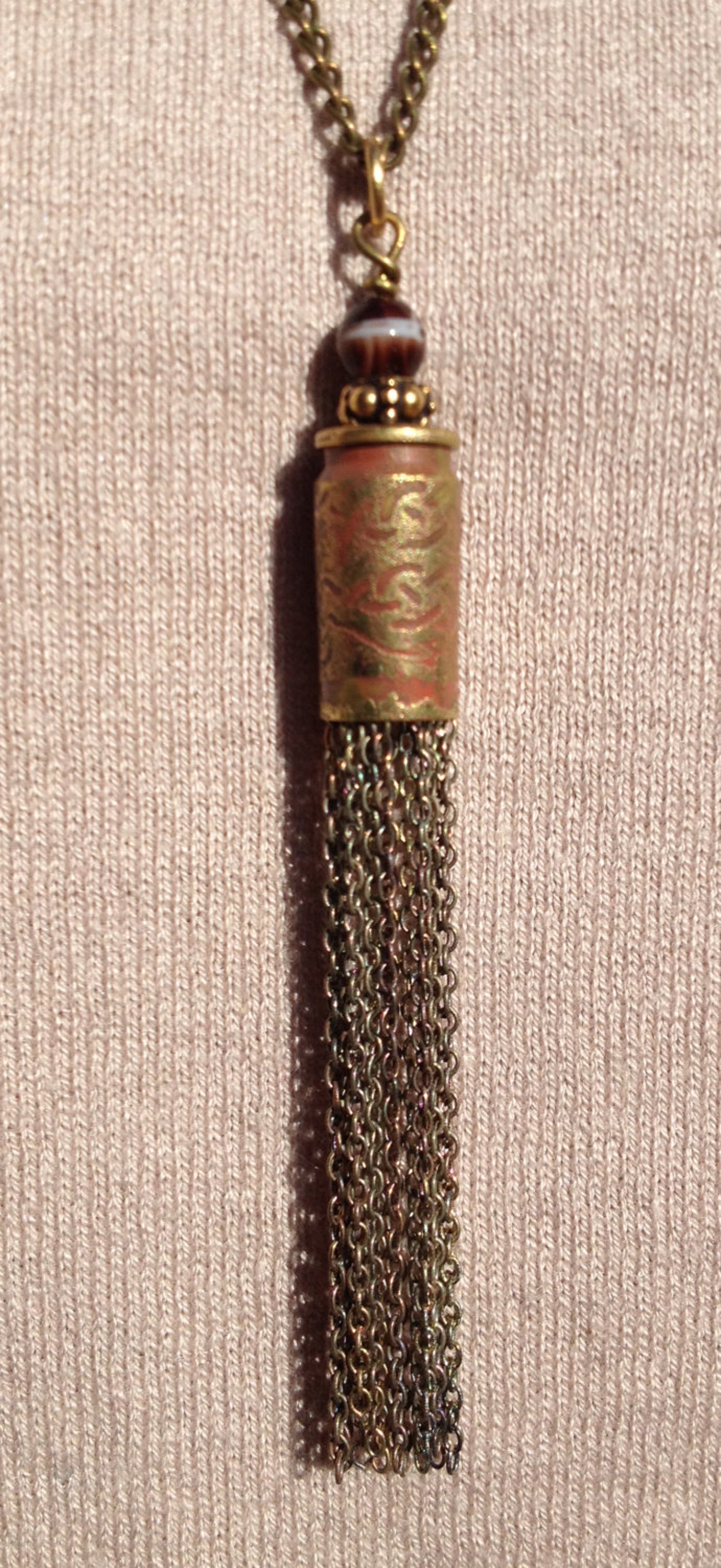 Etched Bullet Casing Pendant With Chain - Etsy