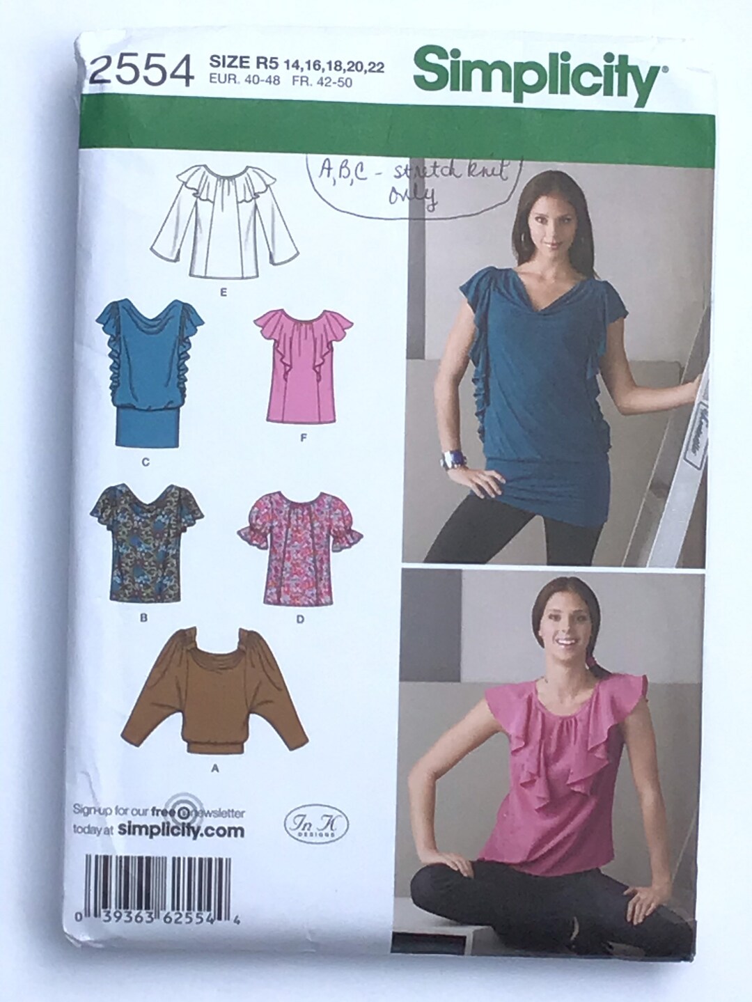 Misses’ Knit and Woven Tops Pattern by Simplicity 2554 - Etsy