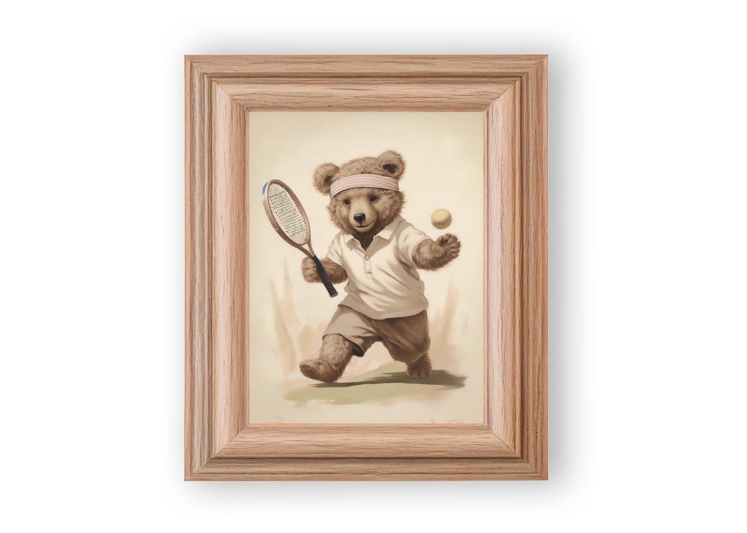 Roger Bearederer Vintage Tennis Bear Print – Nursery Wall Art, Sports ...
