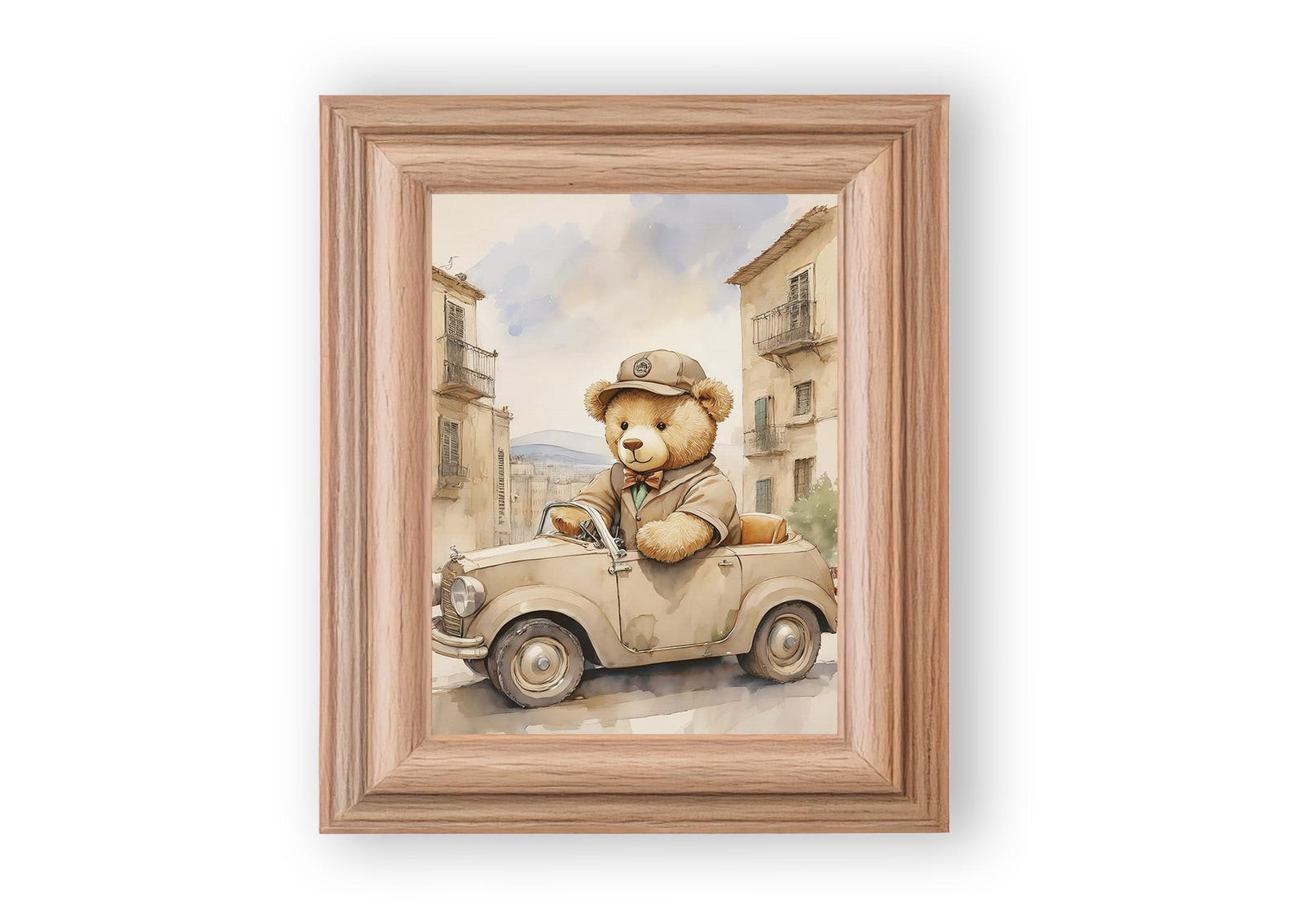 Enzo Beararri. Vintage Italian Car Bear Print – Nursery Wall Art, Cute ...