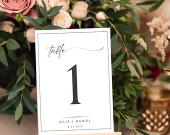 Wedding Table Number Template, Printable Table Number, Table Number ...