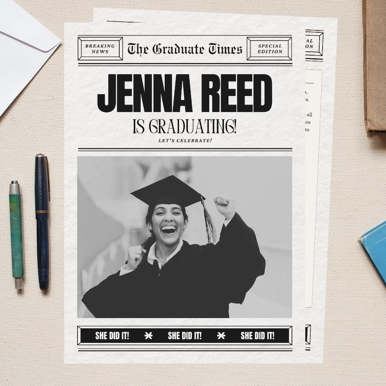 Editable Graduation Newspaper Template Graduation Gifts Graduation ...