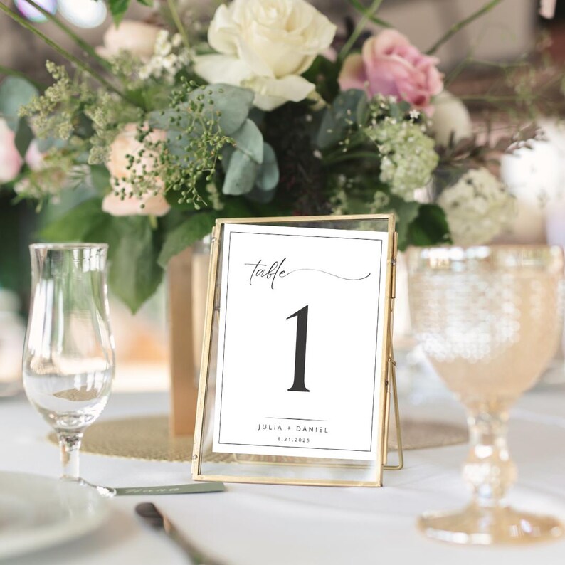 Wedding Table Numbers, Printable Photo Table Numbers, Editable Table ...