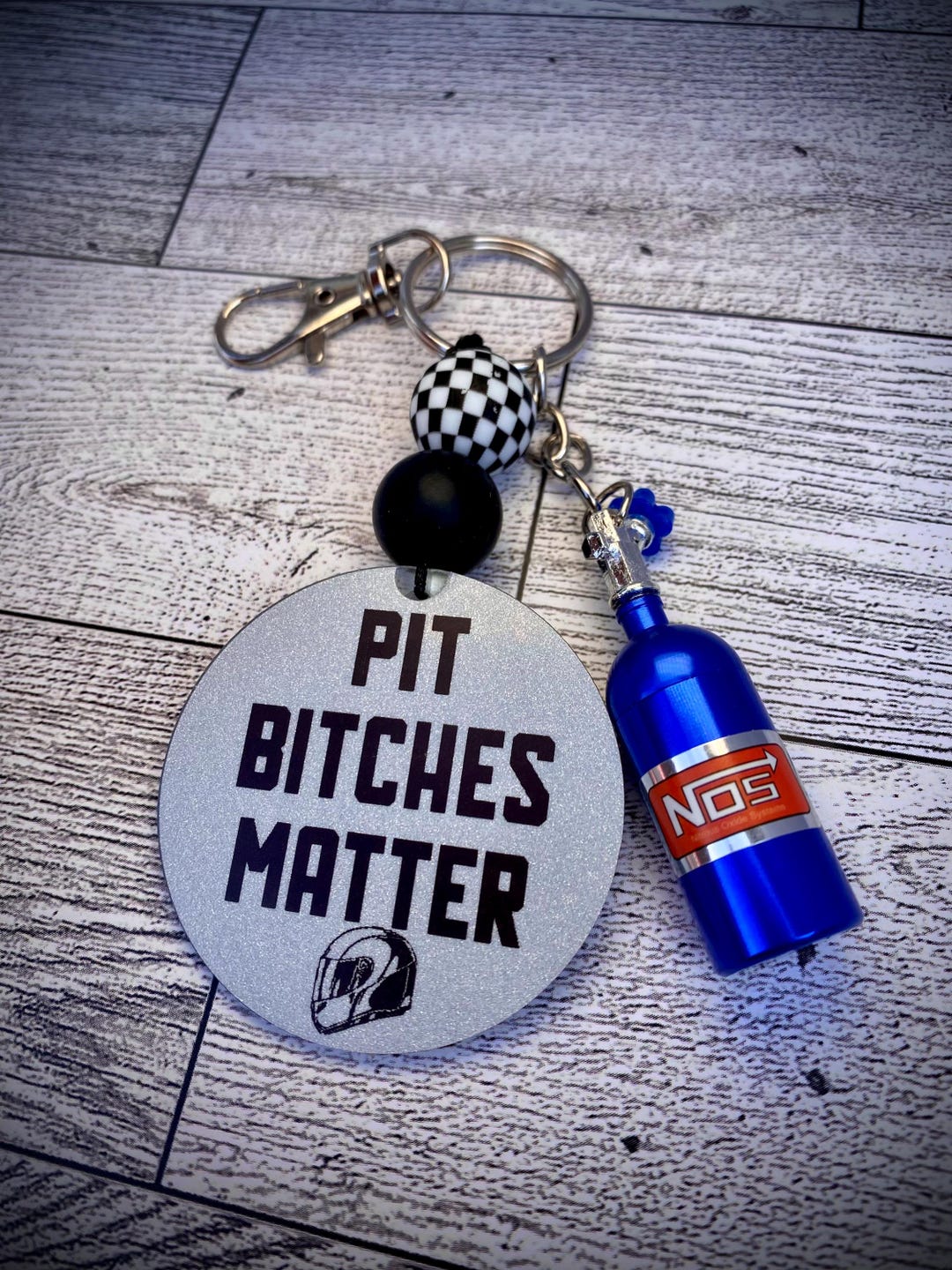 Pit Bitches Matter Blue, Nos Keychain Nitrous, Drag Racing Keychain - Etsy