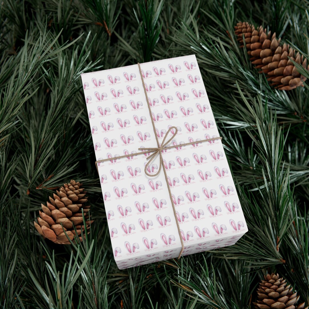Happy Easter Wrapping Paper, Easter Bunny Ears, Gift Wrapping, Easter ...
