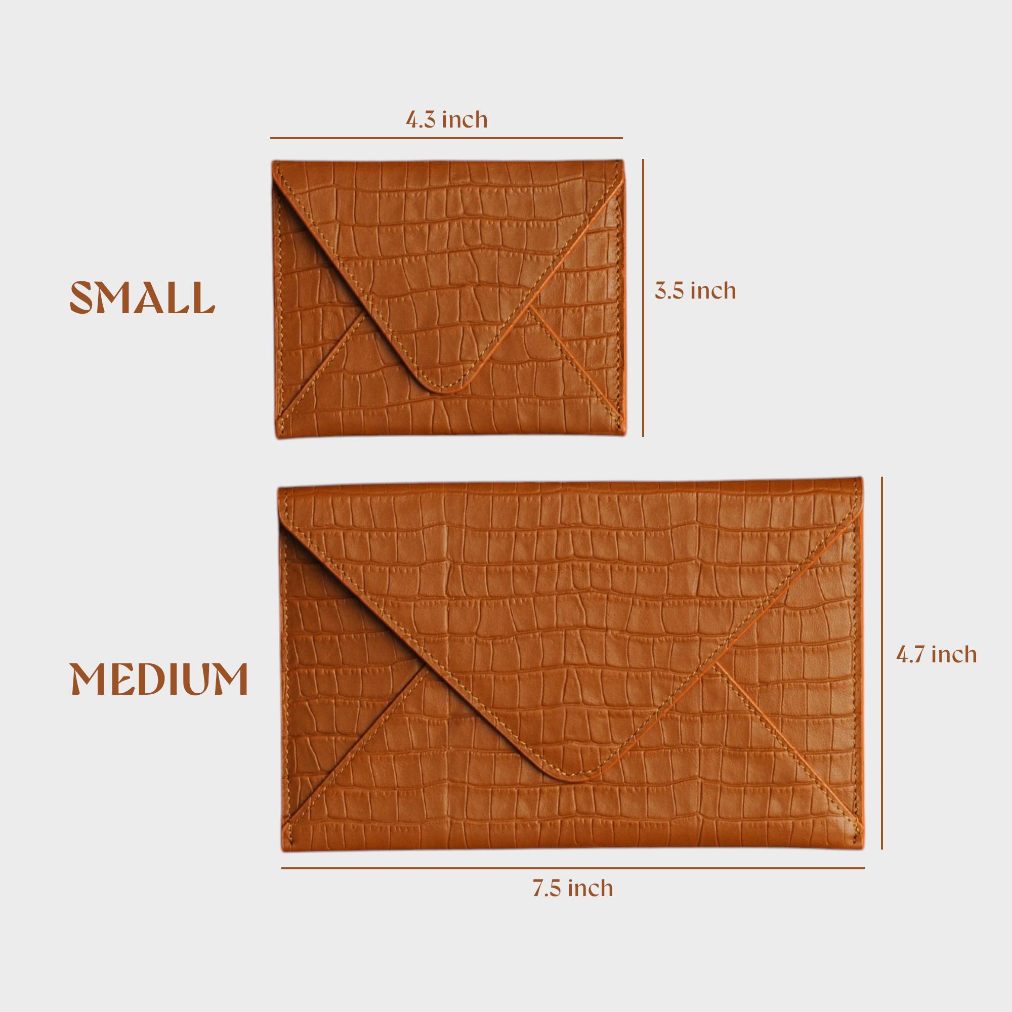 Personalized Leather Envelope Wallet, Croc Print, Monogrammed Card ...