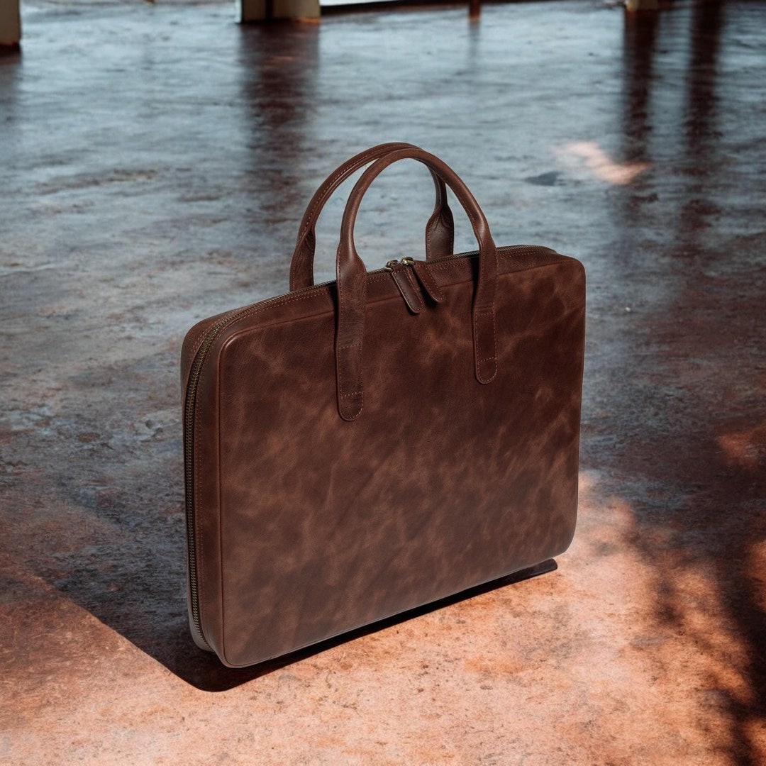 Personalized Leather Laptop Bag, Christmas Gift, MacBook Bag, Document ...