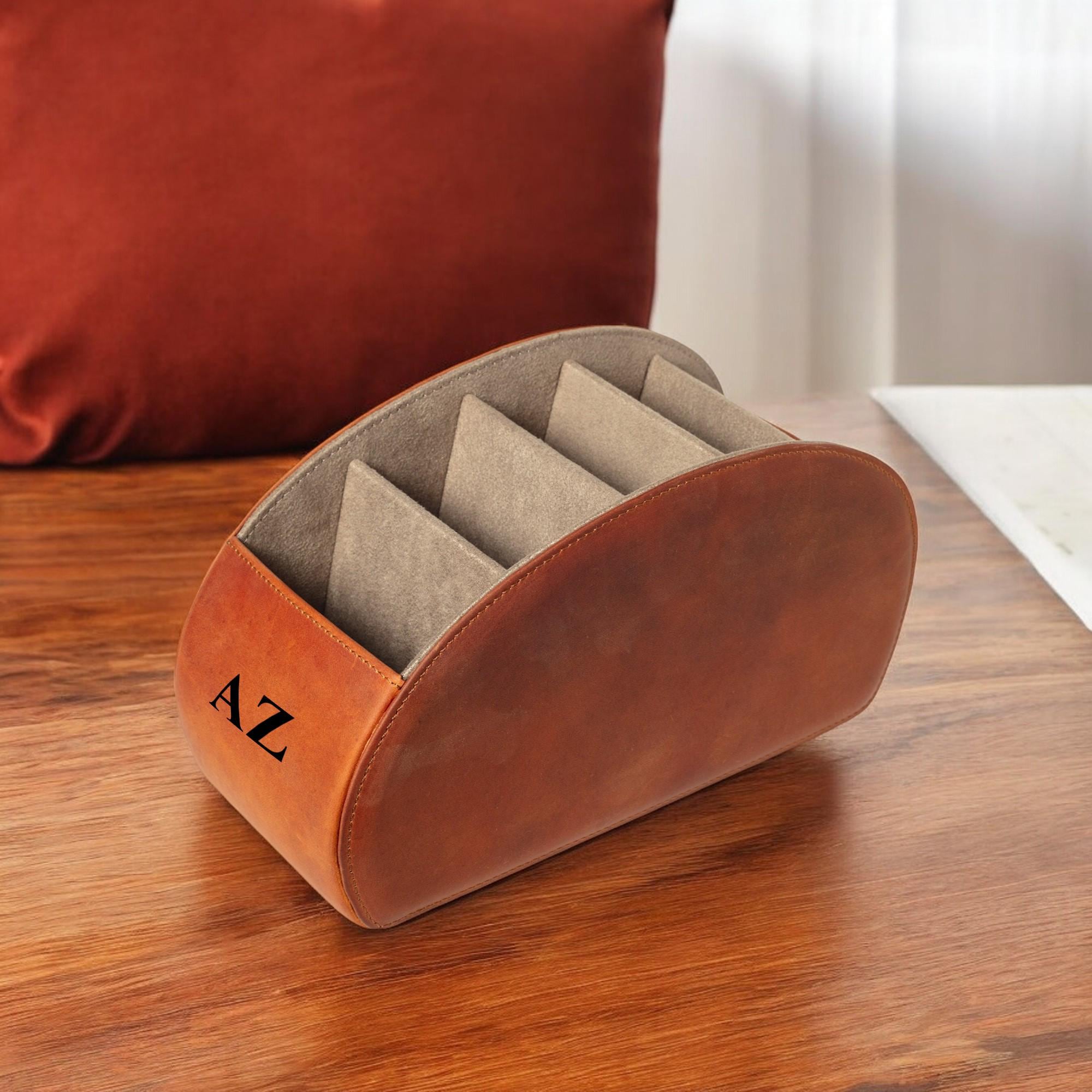 Personalized Leather Remote Control Holder, Living Room Remote Caddy ...