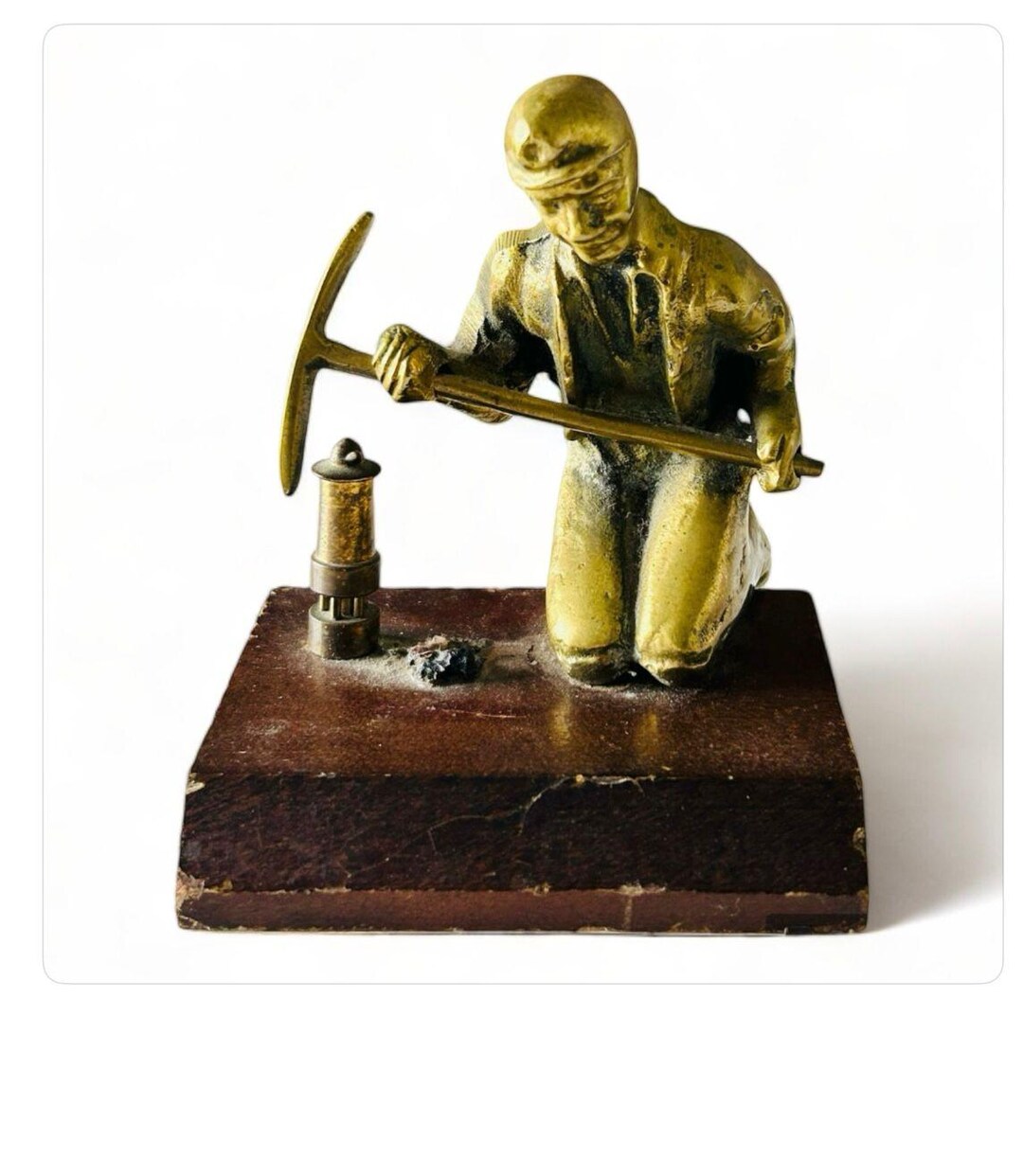 Unique Antique Statue Miner Coal Gold Metal Bronze Sculpture With Miner ...