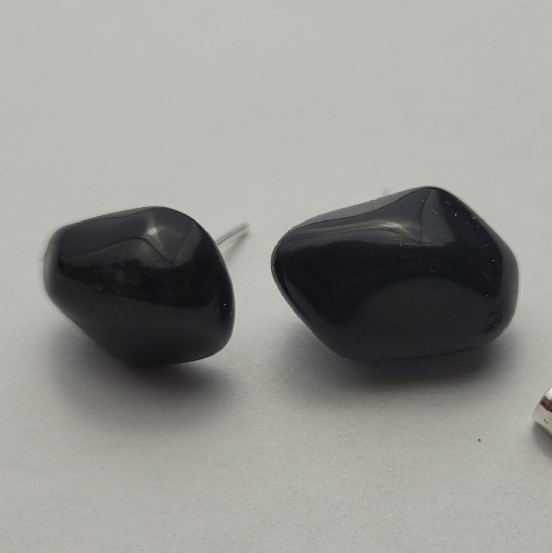 Obsidian, Apache Tear, Jewelry, Stud Earring. - Etsy