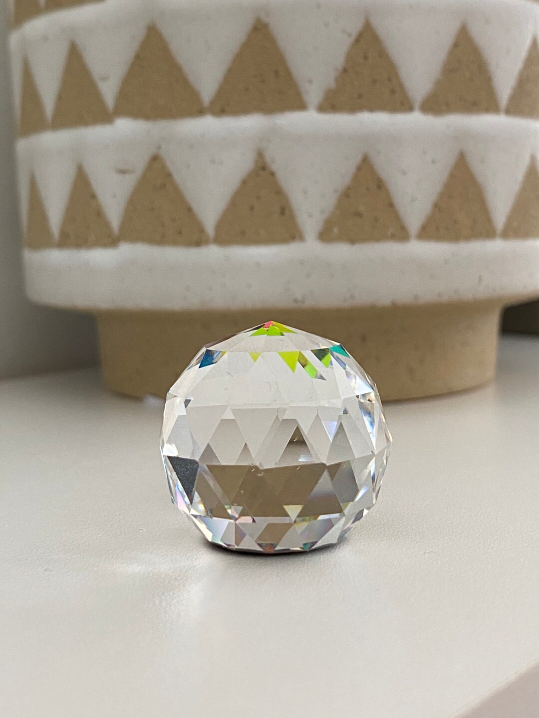 1 Miniature Cut Crystal Ball With Rainbow Prism Effect Colour Changing ...