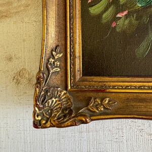 Vintage Flower Oil Painting in Meister-barock Handgearbeitet Wooden ...