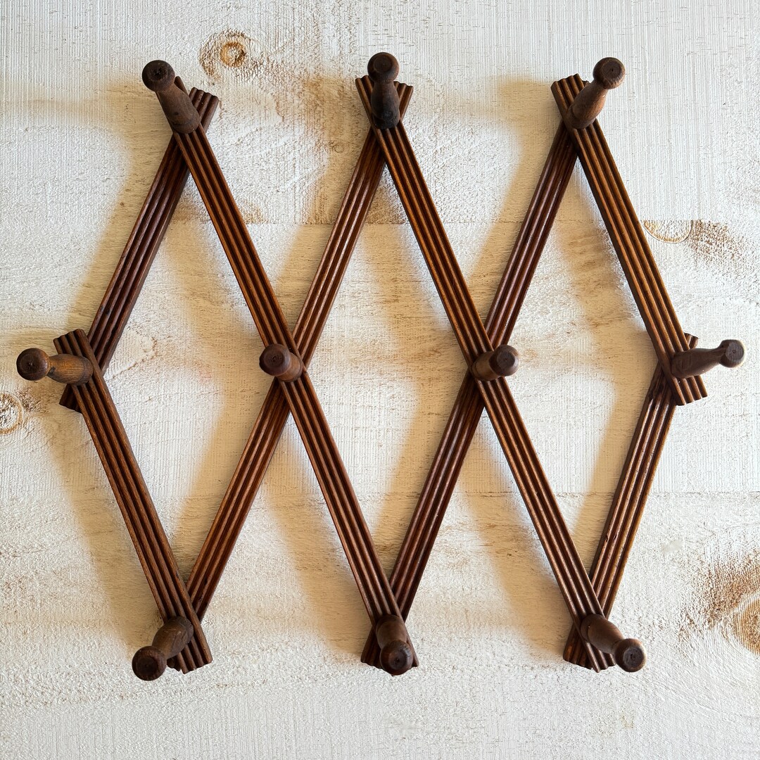 Vintage 10 Peg Accordion Rack Holder Expandable Peg Rack Craft, Hat ...
