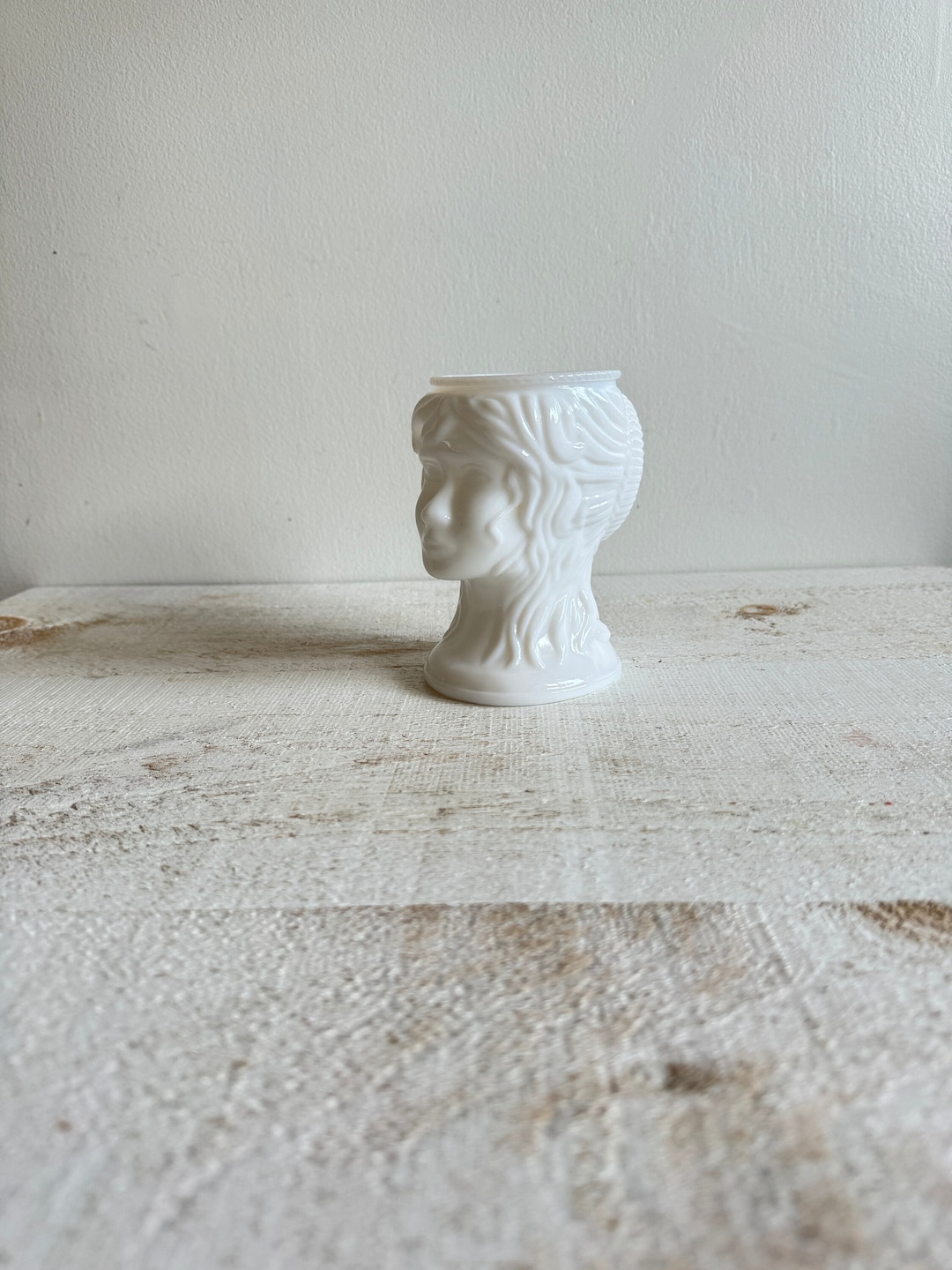 Vintage White Milk Glass Head Vase Vintage Woman Head Milkglass Planter ...