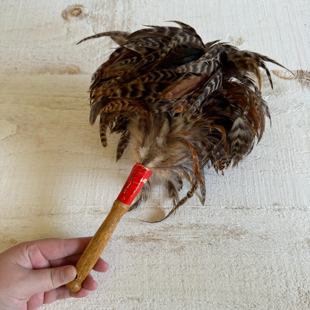 Vintage Feather Duster - Ostrich Feather Vintage Household Duster - Old ...