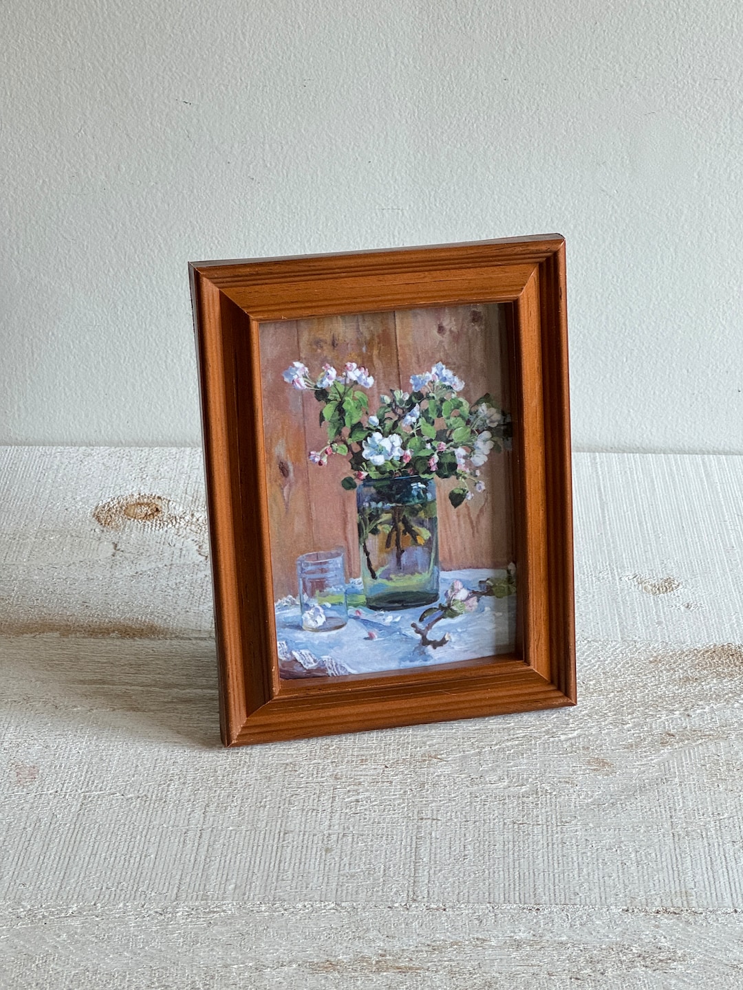 Simple Wooden Frame With Still Life Flower Art Print Wood Frame With ...