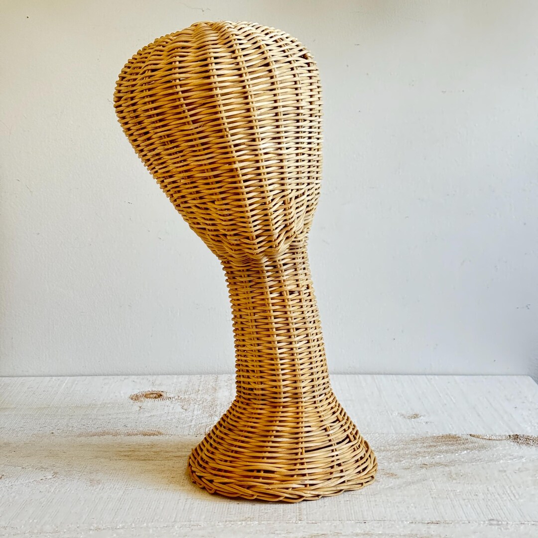 Woven Head Mannequin Display - Hat or Jewelry Wicker Neck and Head Non ...