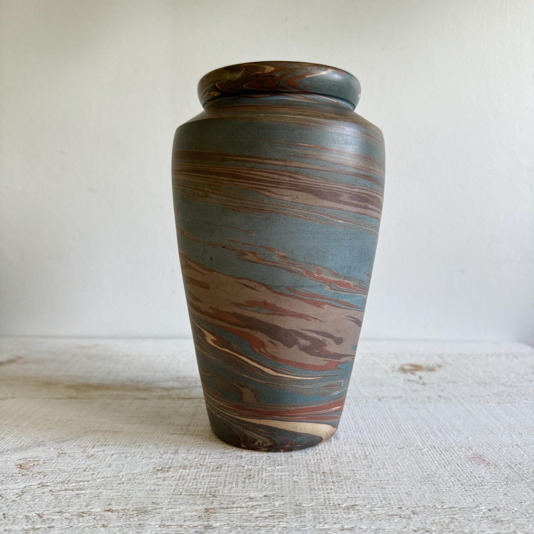 Niloak Pottery Mission Swirl Ceramic Vase With Blue Red Grey and Cream ...