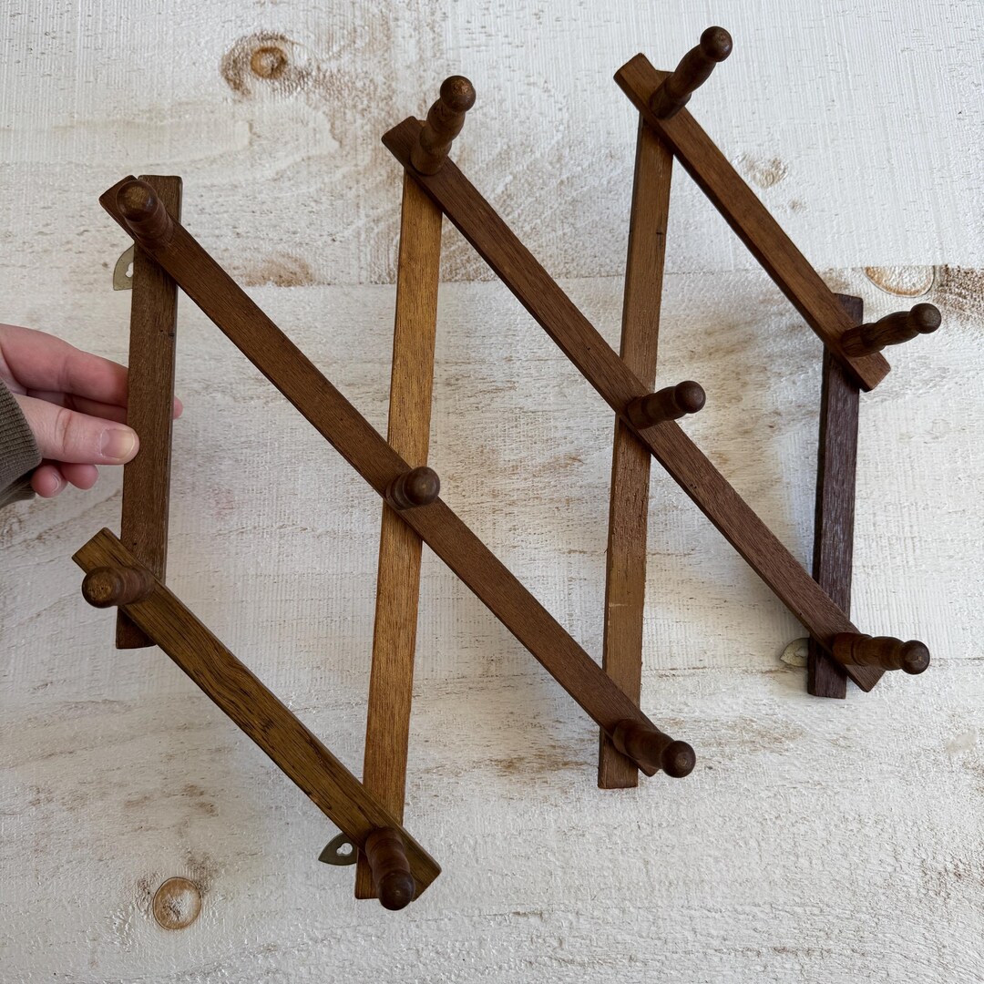 Vintage 10 Peg Accordion Rack Holder - Expandable Peg Rack Craft, Hat ...