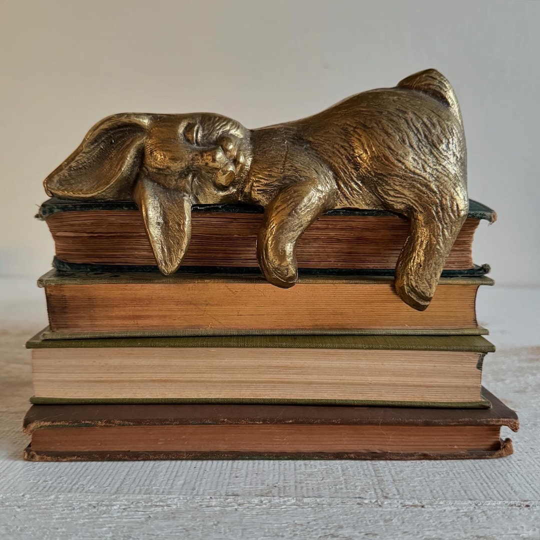 Vintage Brass Sleeping Bunny Shelf Sitter Figurine - Brass Rabbit Shelf ...