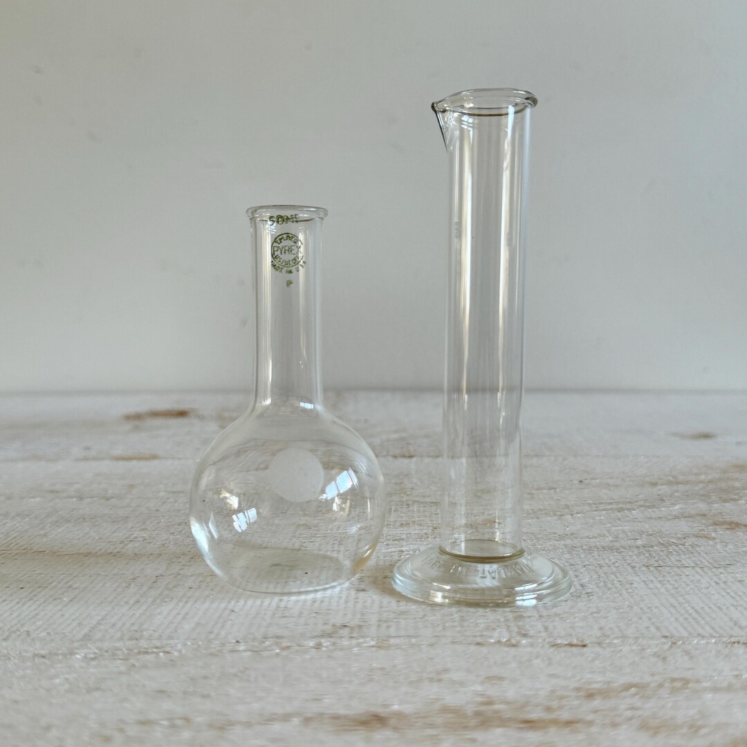 Vintage Glass Beaker and Cup Set of Two Vintage Glass Science Ware - Etsy