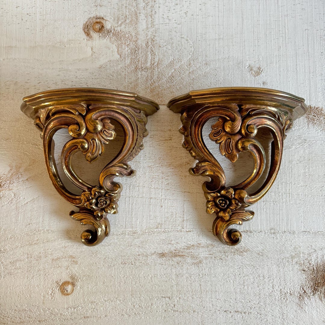Set of Two Vintage Plastic Hollywood Regency Style Wall Shelves MCMLXX ...