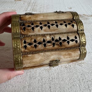 Vintage Bone Box With Brass Accents and Felted Lining - Unique Carved ...