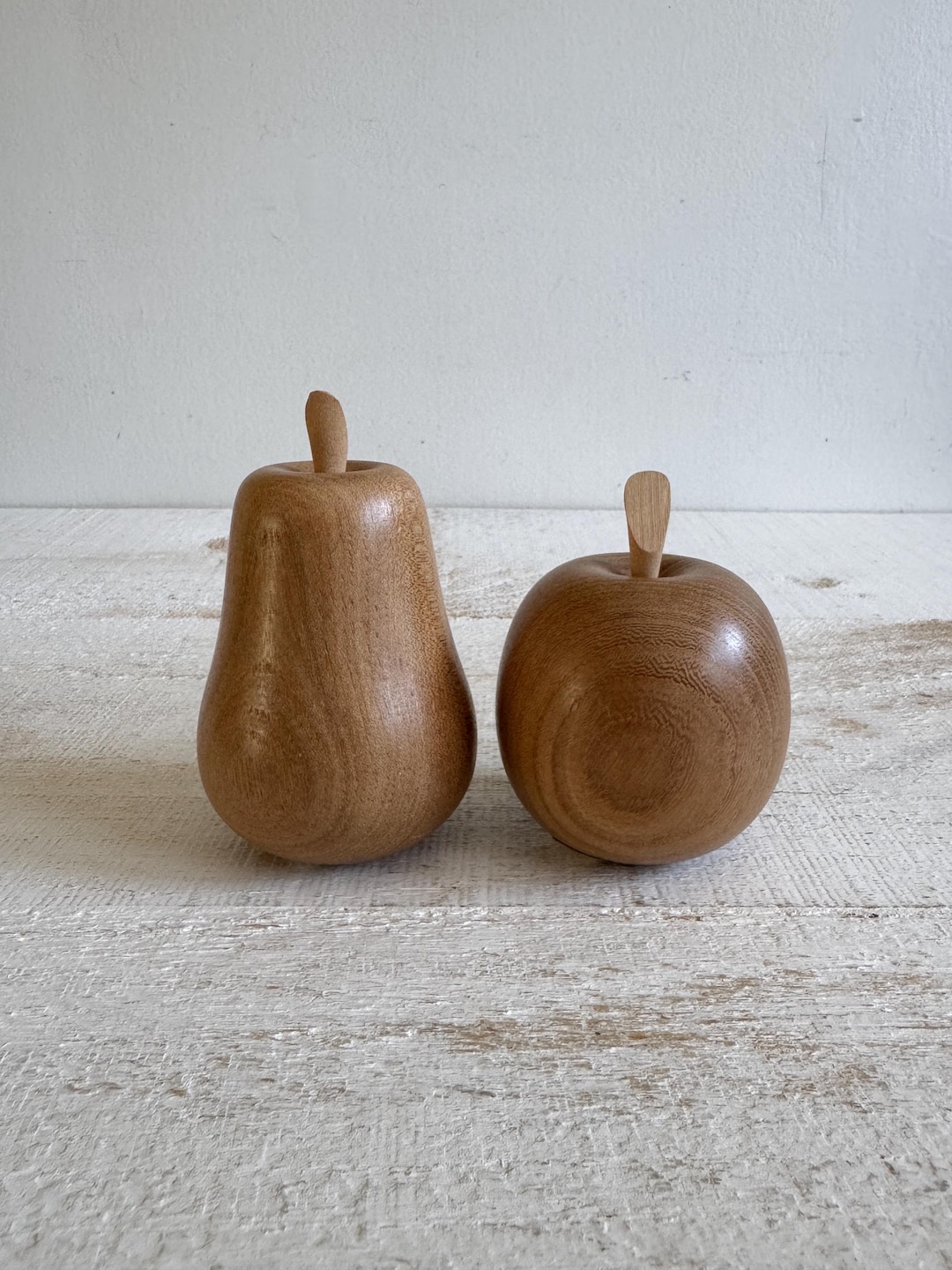 Vintage Set of Carved Wooden Fruit - Pair of Wooden Fruit by Gisla ...