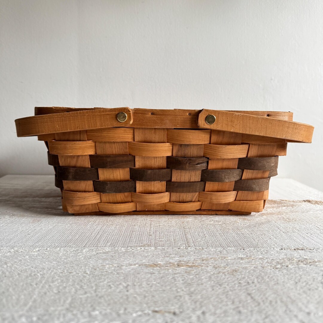 Wooden Slated Basket With Folding Handles - Woven Garden Basket - Wood ...