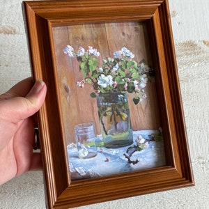 Simple Wooden Frame With Still Life Flower Art Print Wood Frame With ...