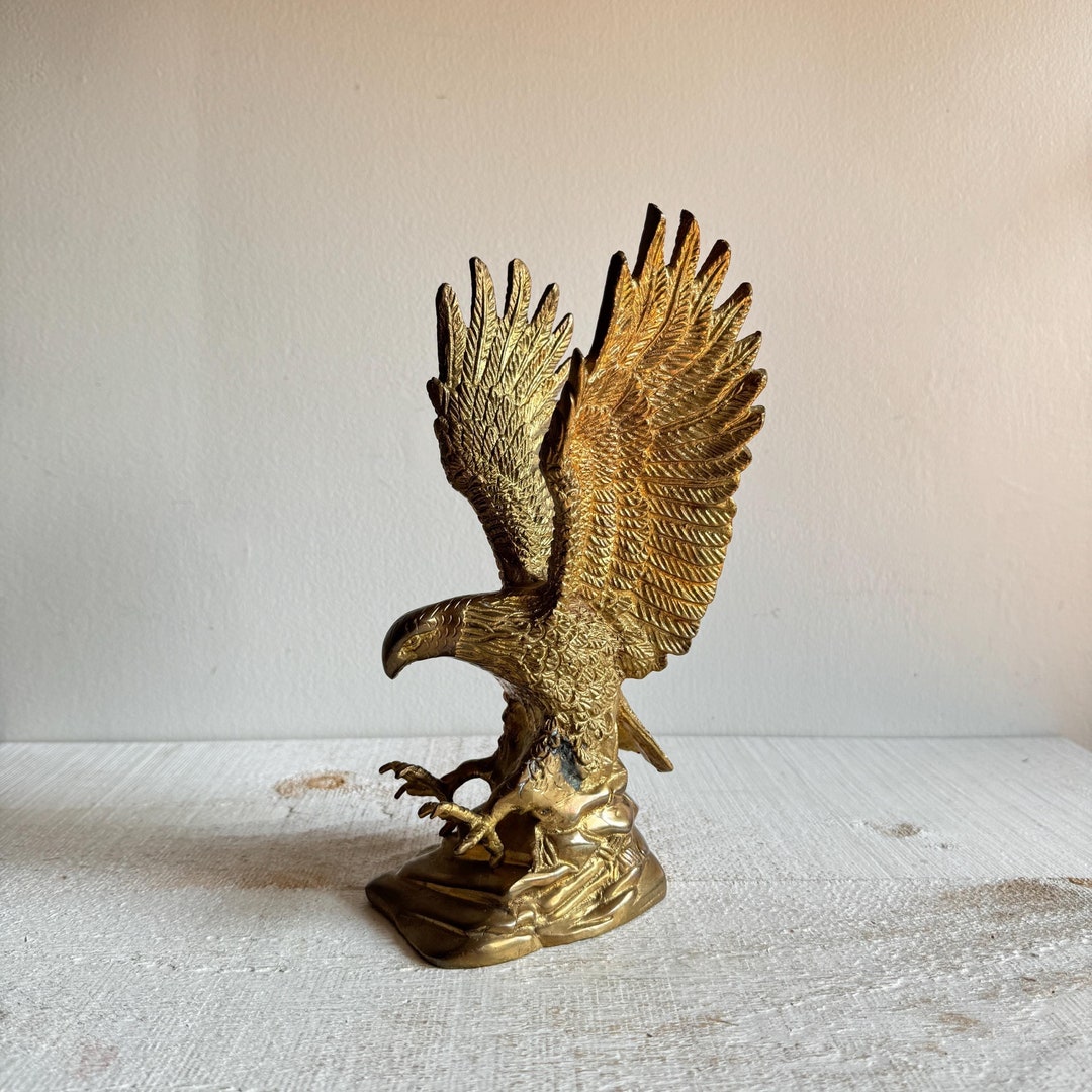 Vintage Cast Brass Eagle Figurine - Wings up With Claws Open - Very ...
