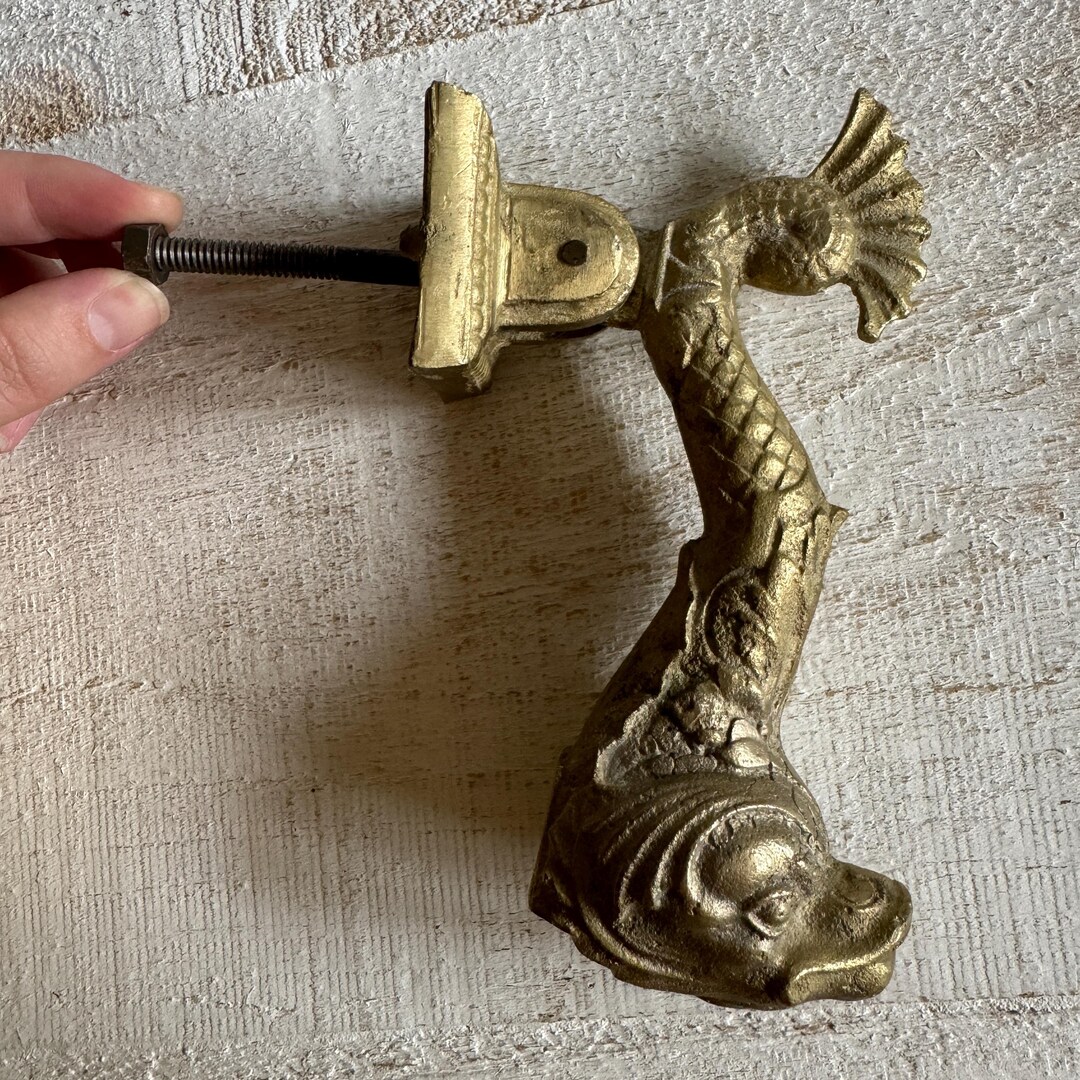 Vintage Heavy Brass Mythological Dolphin Door Knocker - Brass Creature ...