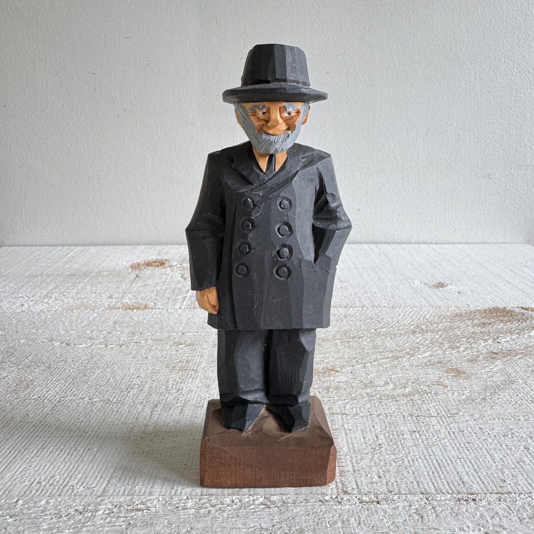 Vintage Fine Gentleman - Tom Hannah Hand Carved Wood Folk Art Figurine ...