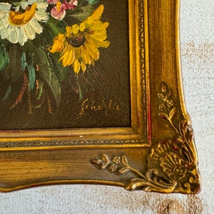Vintage Flower Oil Painting in Meister-barock Handgearbeitet Wooden ...