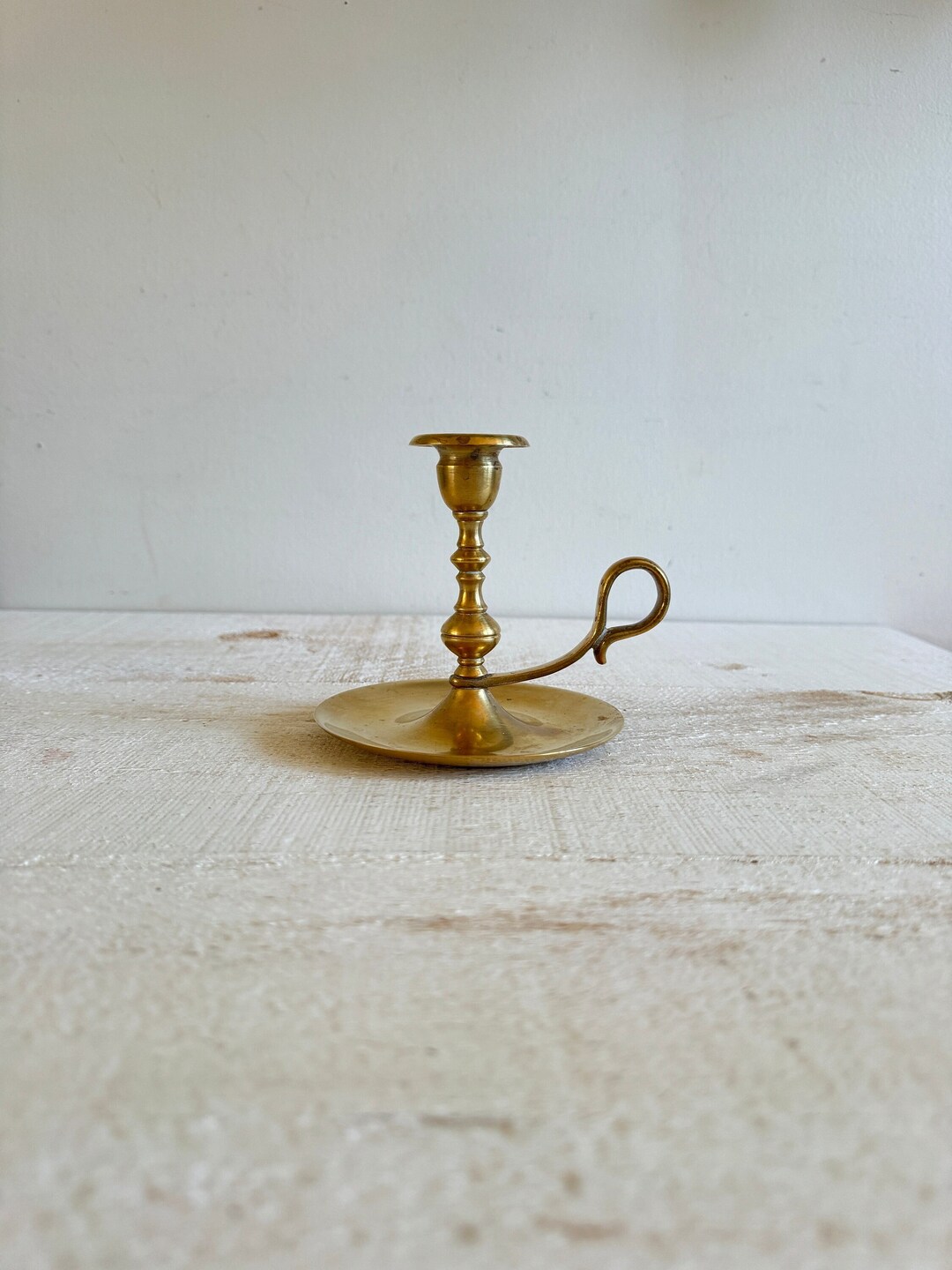 Brass Candlestick Holder With Handle Table Top Brass Candle Holder - Etsy