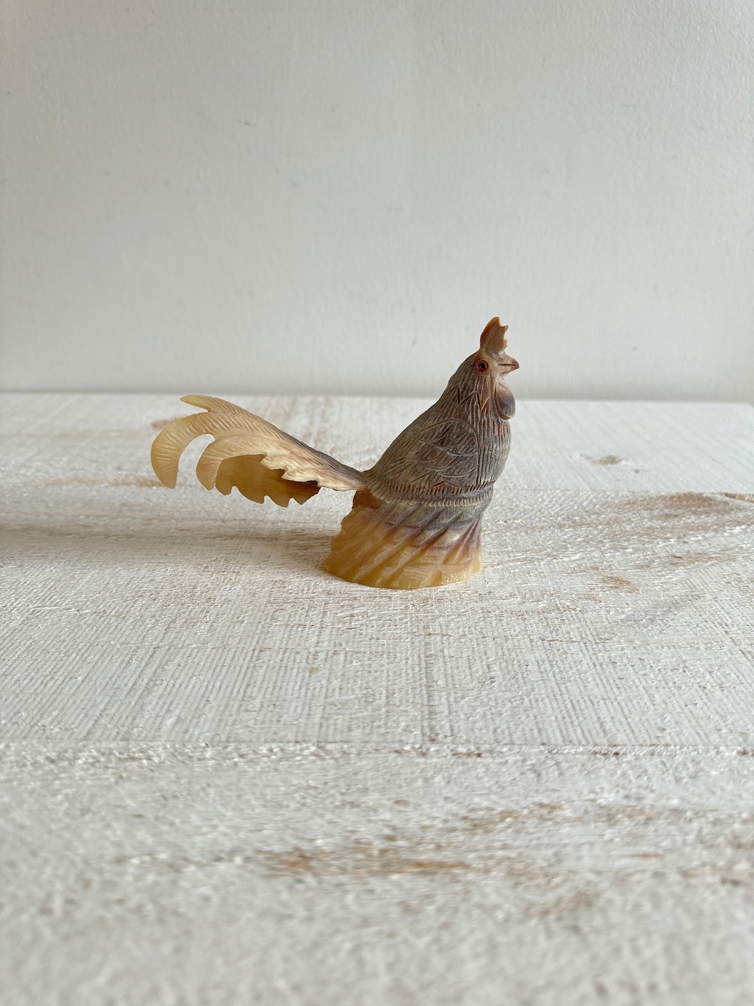 Vintage Carved Horn Chicken Decor - Vintage Horn Rooster Hen Figurine ...