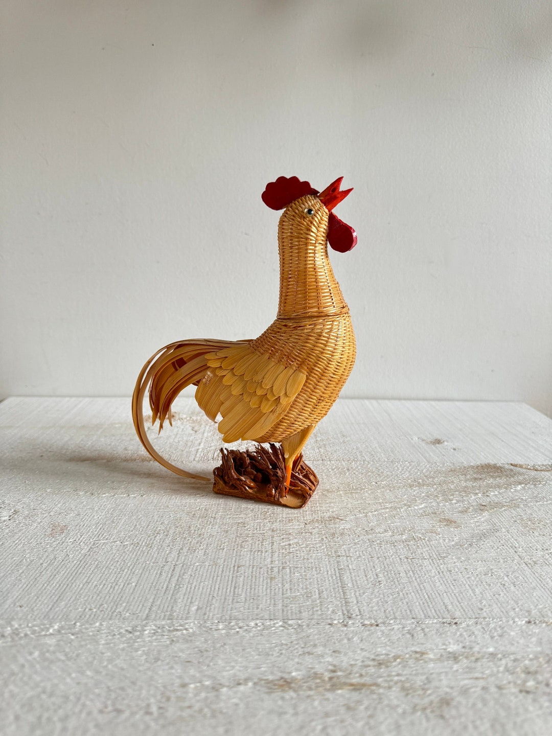Woven Wicker Vintage Chicken Basket Wood and Wicker Basket Chicken With ...