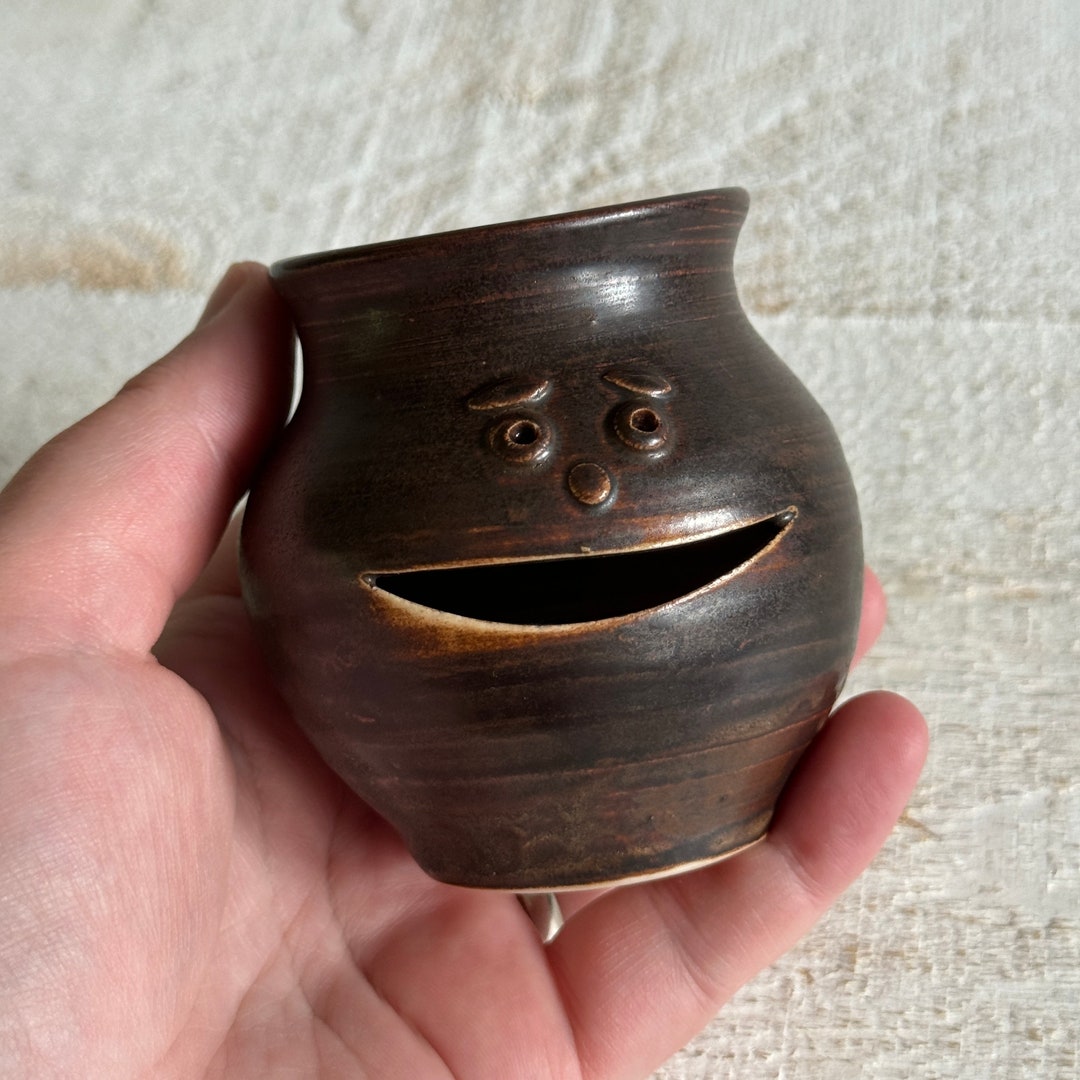 Miniature Smiling Pottery Bud Vase With Face - Pottery Pot Head Vase - Etsy