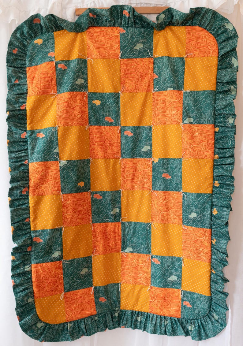 Off-roading Adventure Baby Quilt, Handmade and Hand-tied With Ruffle ...