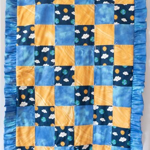 Earth and Sun Baby Quilt, Handmade and Hand-tied With Ruffle Edge ...