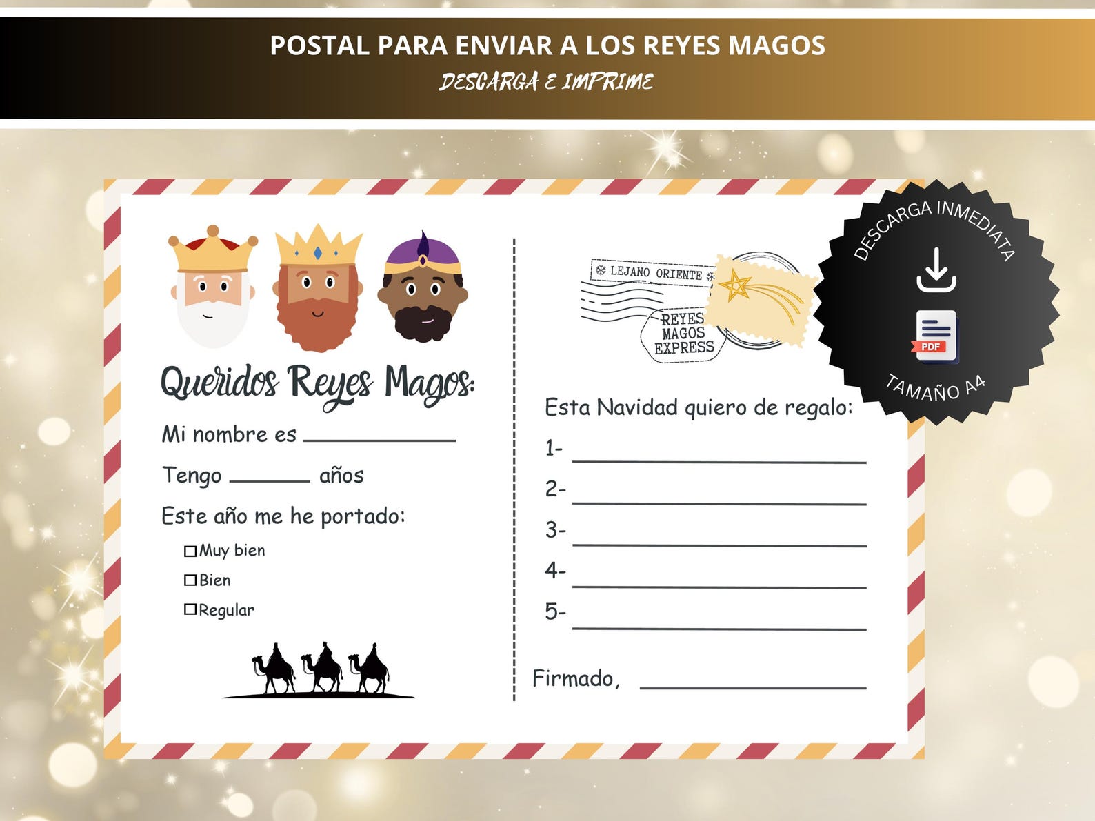 Postal Para Los Reyes Magos En Español, Carta Reyes Magos, Descarga ...