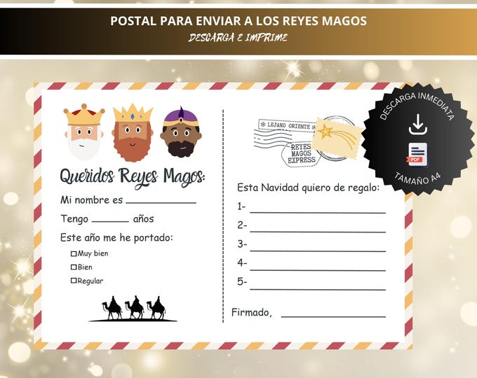 Postal Para Los Reyes Magos En Español, Carta Reyes Magos, Descarga ...