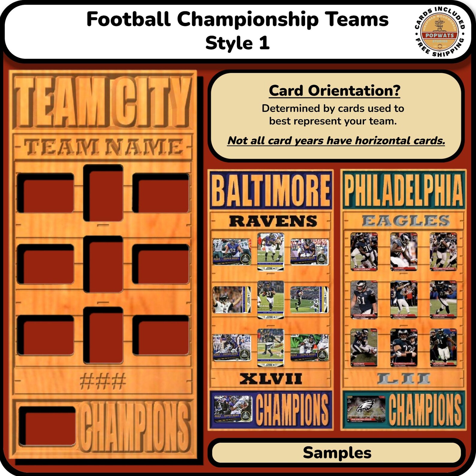 Custom Football Championship Team Display Frame | Football Trading Card ...