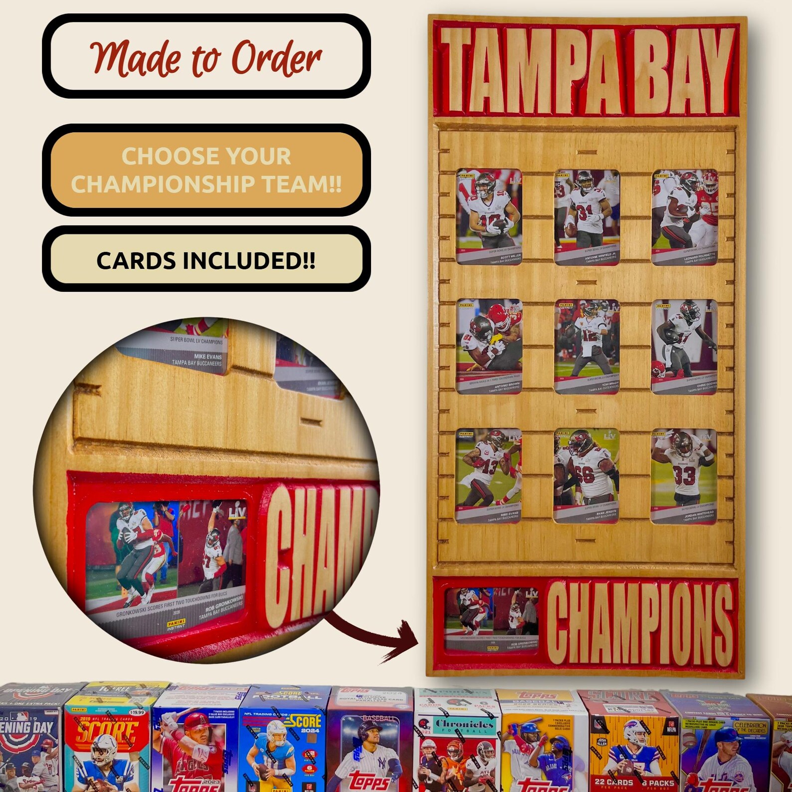 Custom Football Championship Team Display Frame | Football Trading Card ...