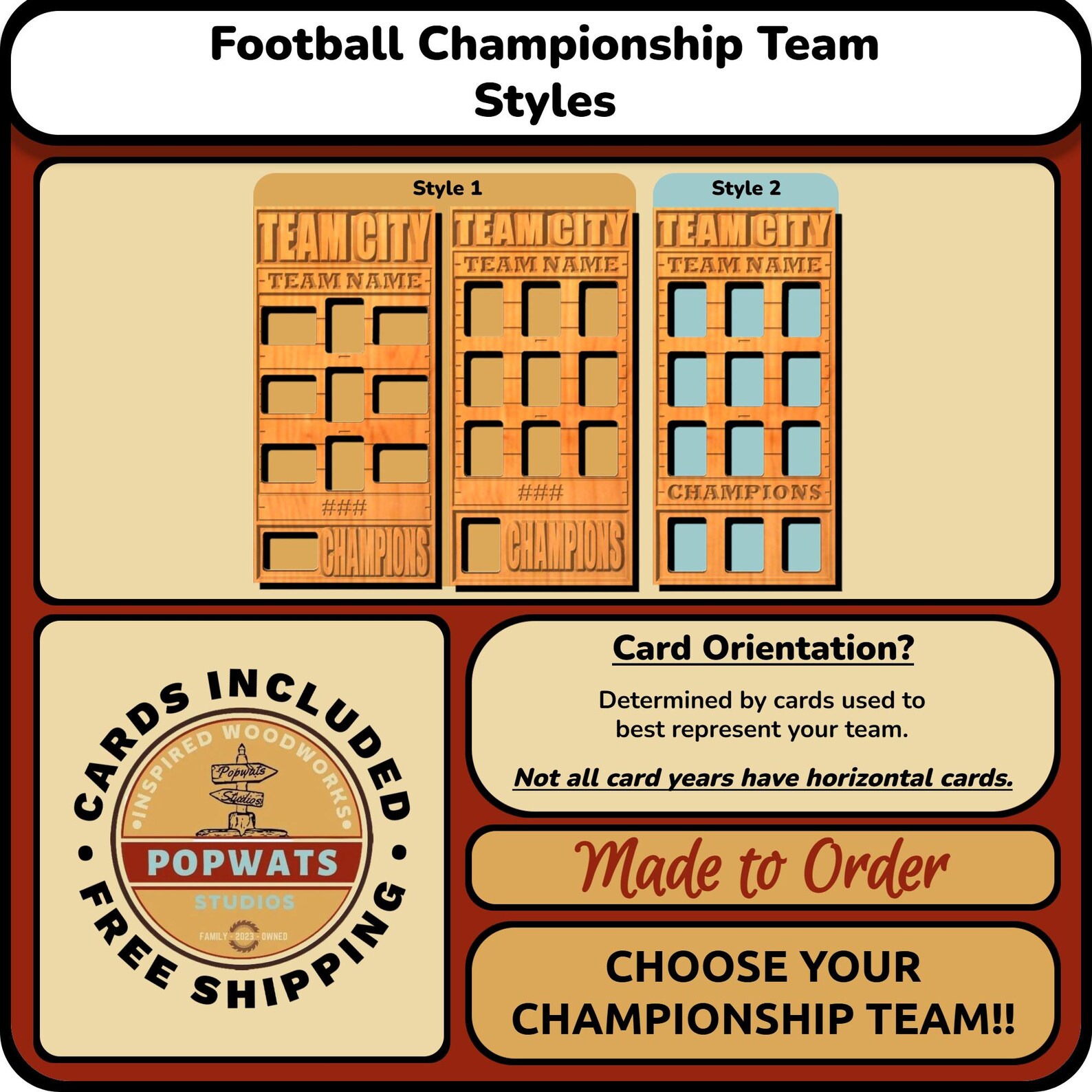 Custom Football Championship Team Display Frame | Football Trading Card ...