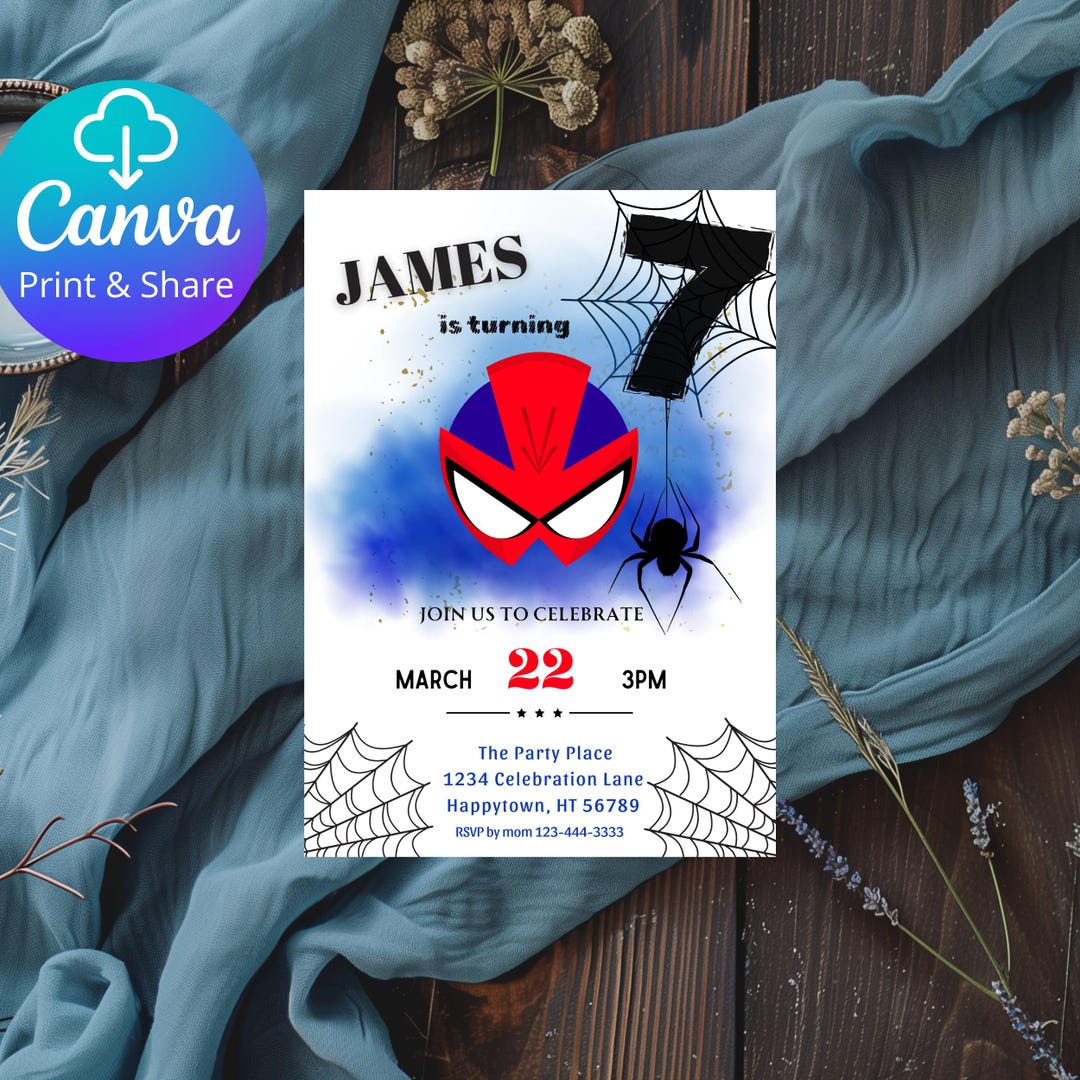 Spiderman Birthday Invitation, Birthday Invitation Boys, Digital ...