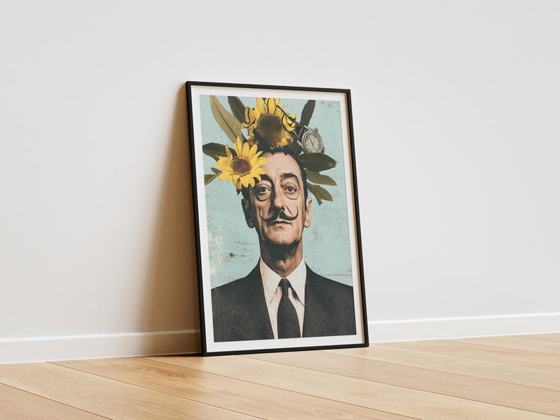 Salvador Dalí Sunflower Collage Print, Surrealist Botanical Art ...