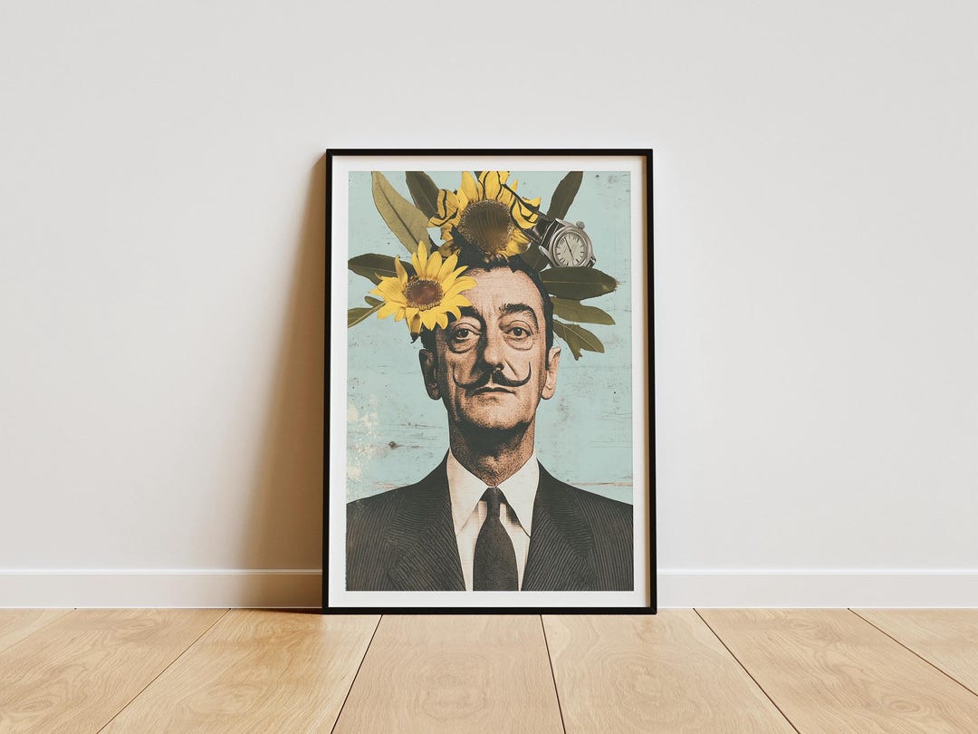 Salvador Dalí Sunflower Collage Print, Surrealist Botanical Art ...